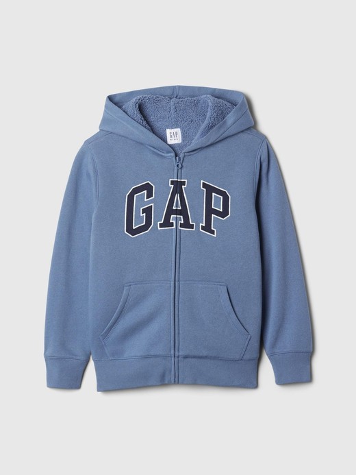 GAP Kids Relaxed Gap Logo Sherpa Zip Hoodie | Gap